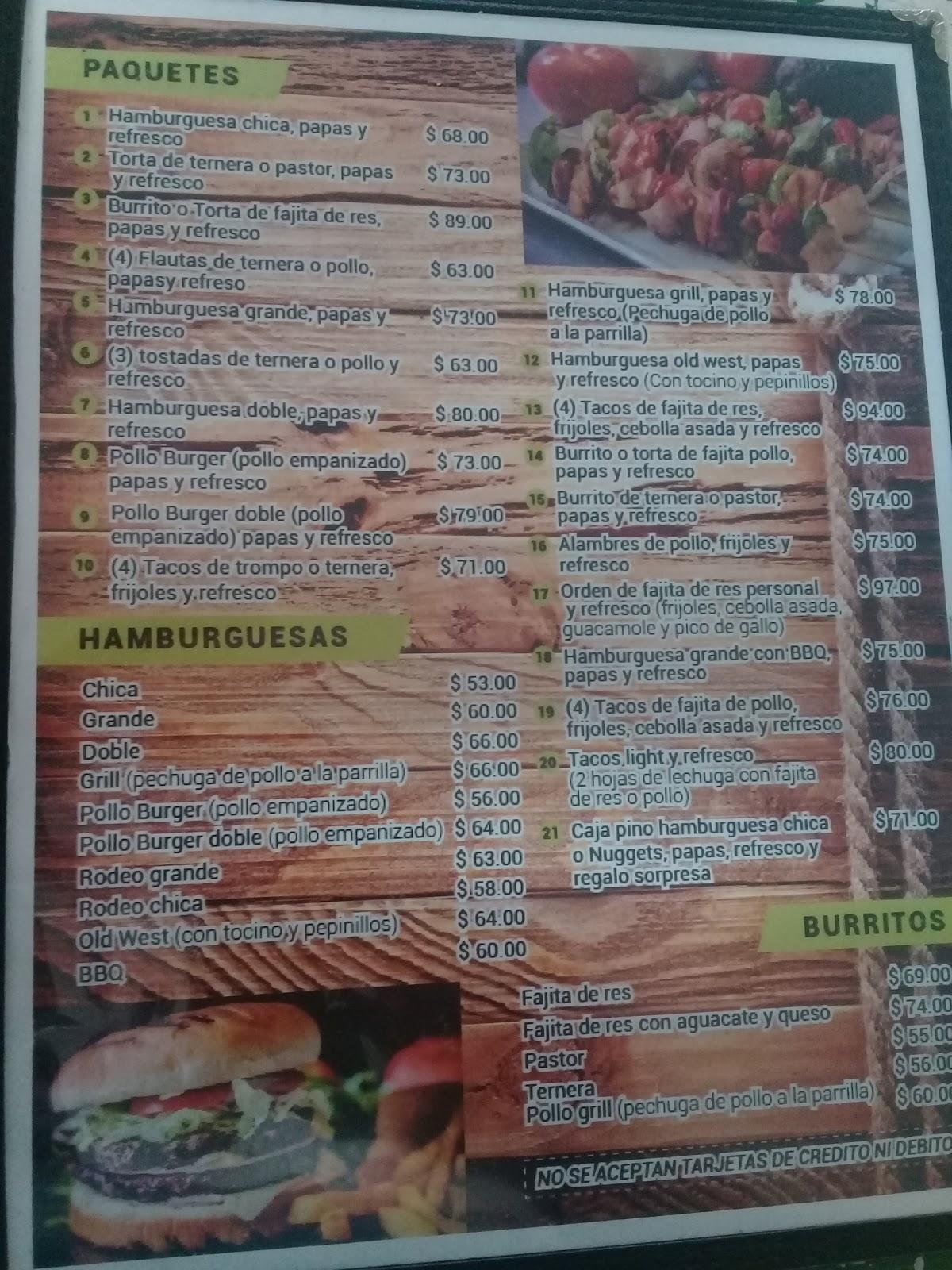 Carta del restaurante Pino Burger (por Ulloa), Nuevo Laredo, C ...