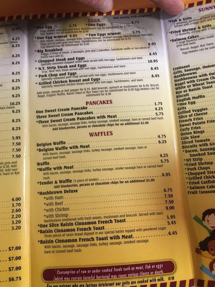 Carta del restaurante Sunnyside Up, Savannah, 800 E Derenne Ave