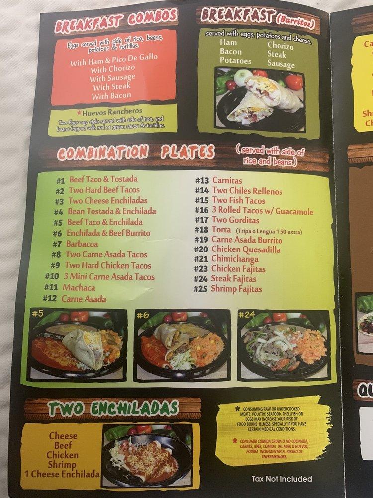Menu at Tacos Los Altos restaurant, Flagstaff, E Rte 66