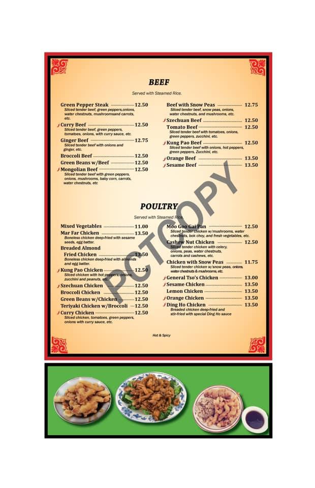 Menu at Ding Ho Family Restaurant, Madras