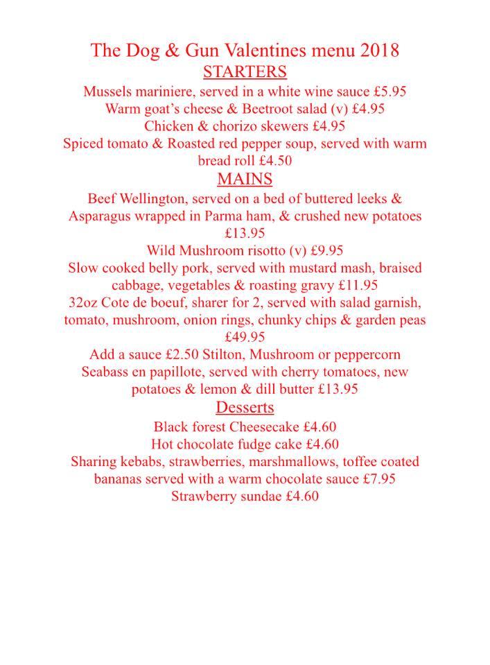 Menu at The Dog & Gun Thirsk Pub and Restaurant, Thirsk, Carlton Rd