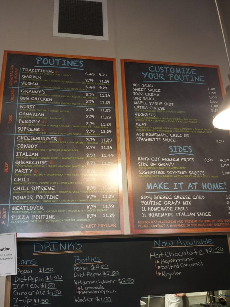 Menu au La Poutine (Edmonton) restaurant, Edmonton