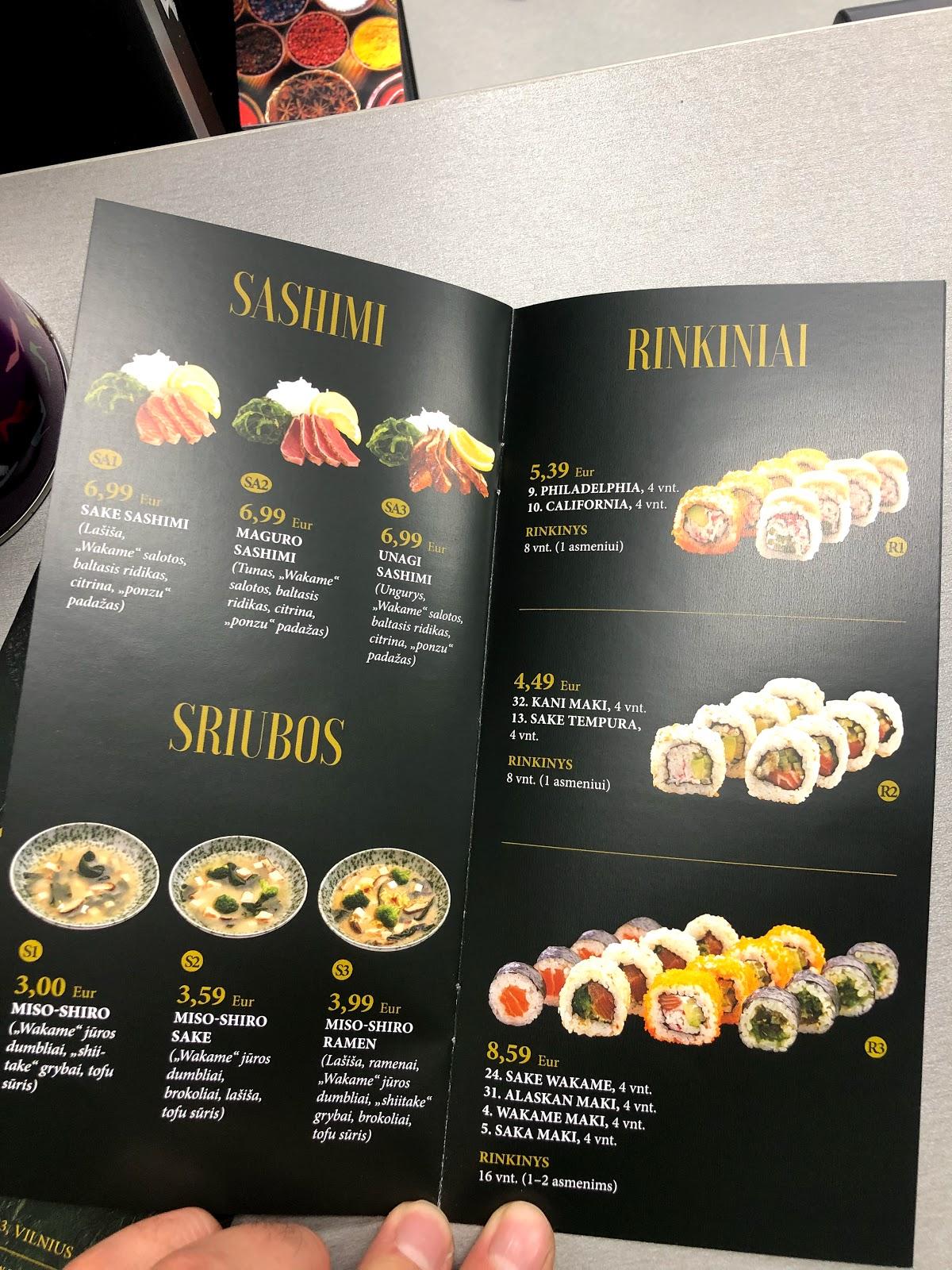 Menu at Sushi life 2020 restaurant, Vilnius