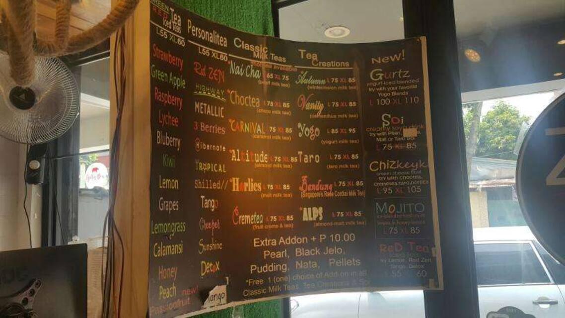 Carta del restaurante Zen Tea, Ciudad Quezon, Maginhawa Street