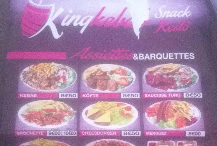 Menu at King Kebab restaurant, Hayange