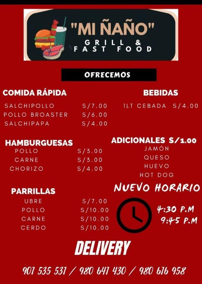 Menu at Restaurante “MI ÑAÑO”, Cayaltí