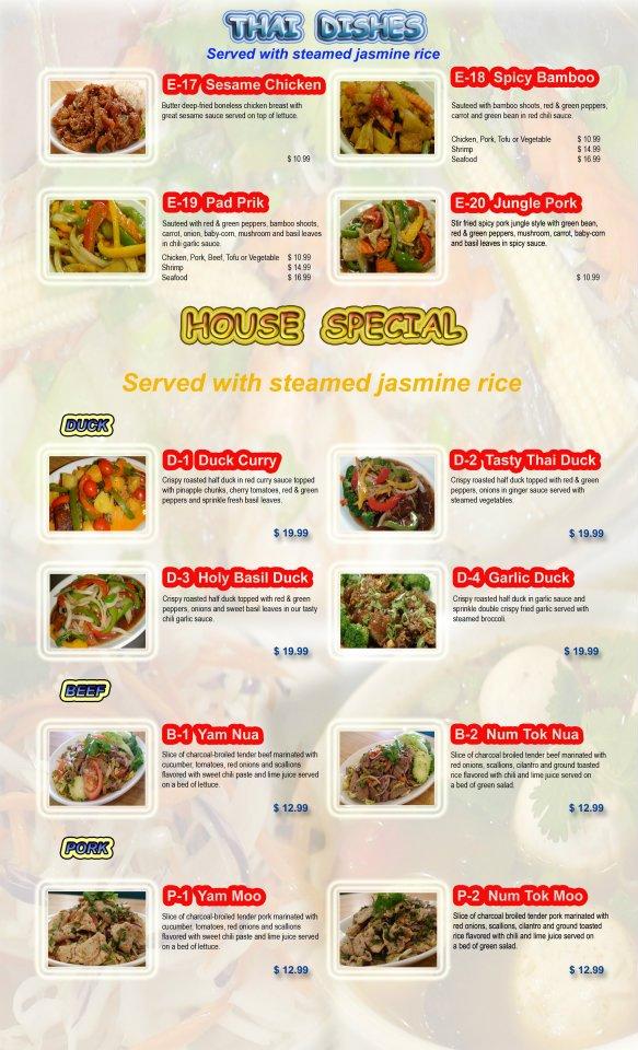 Menu at Tasty Thai Restaurant, Toledo