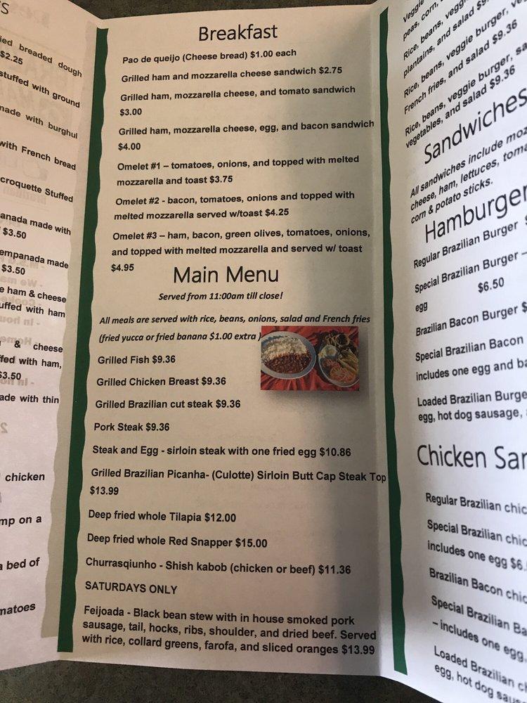 Menu at Brazilian Market & Cafe, Kenner