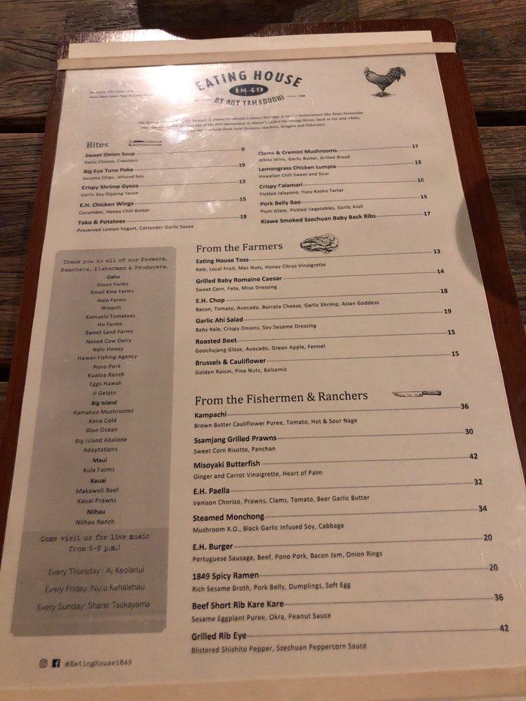 Menu at Eating House 1849 Waikiki - International Market Place ...