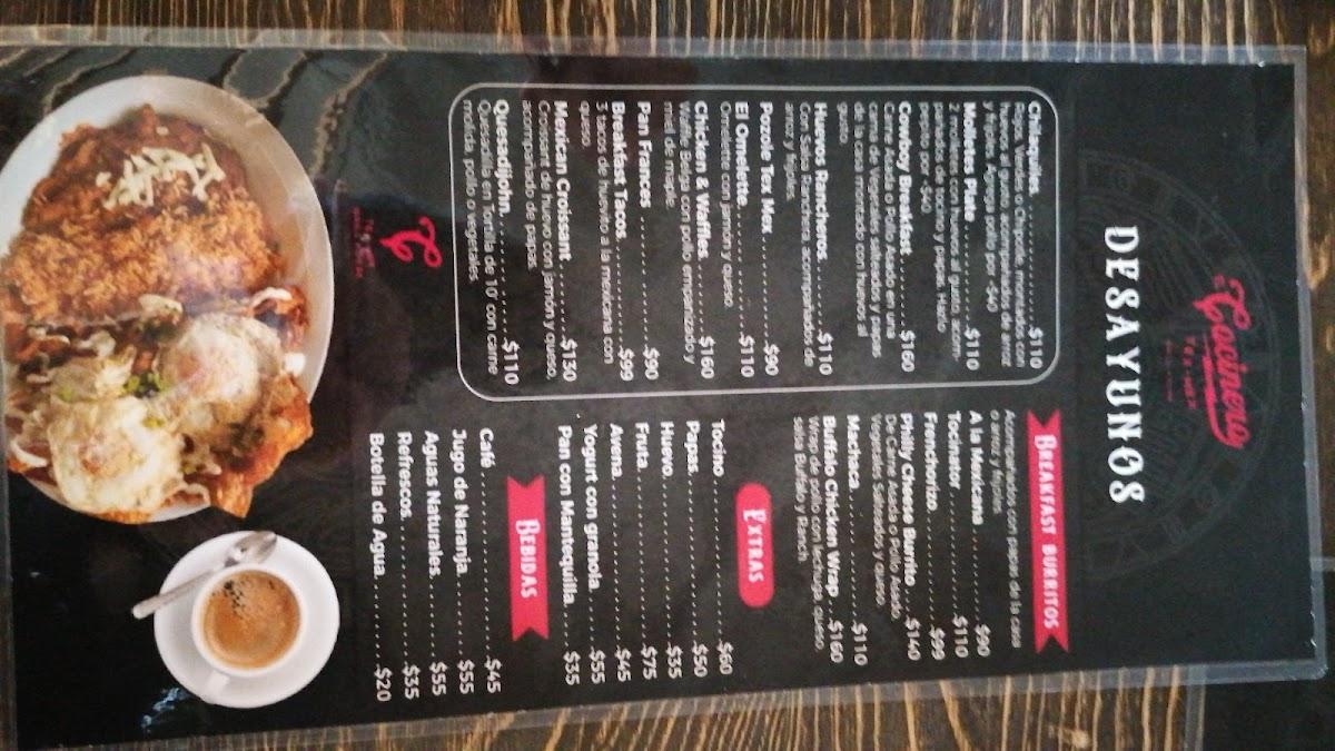 Carta del restaurante El Cocinero Tex-Mex Grill House, Ciudad Juarez ...