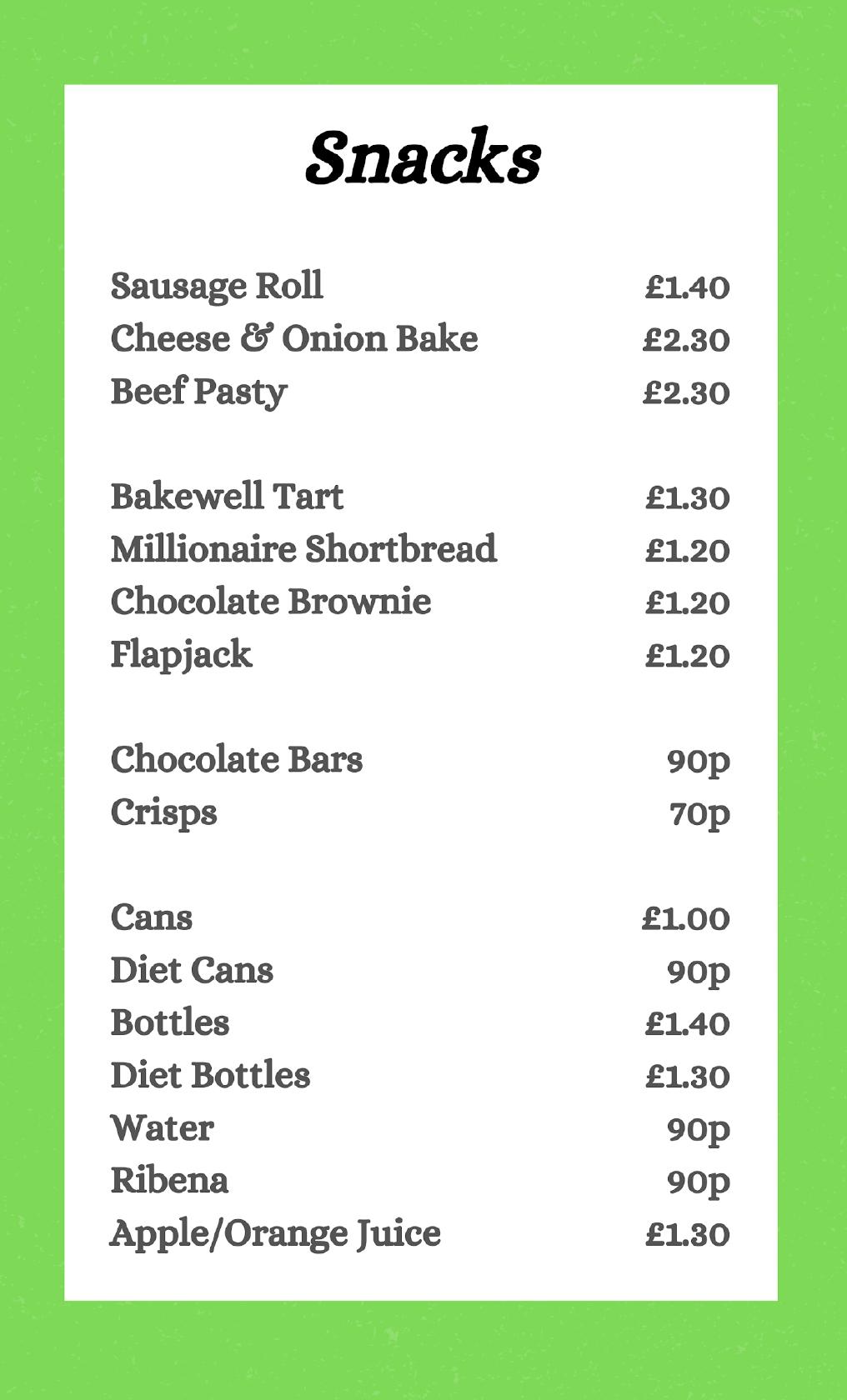 Menu at Fillers Sandwich Bar, Luton