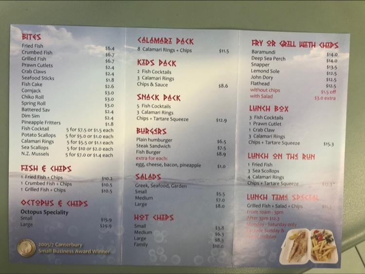 Menu at Kingsgrove Seafood restaurant, Kingsgrove