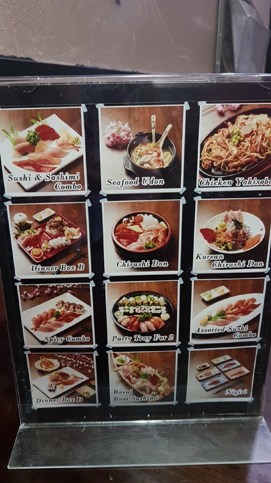 Menu au Nikko Sushi restaurant, Abbotsford