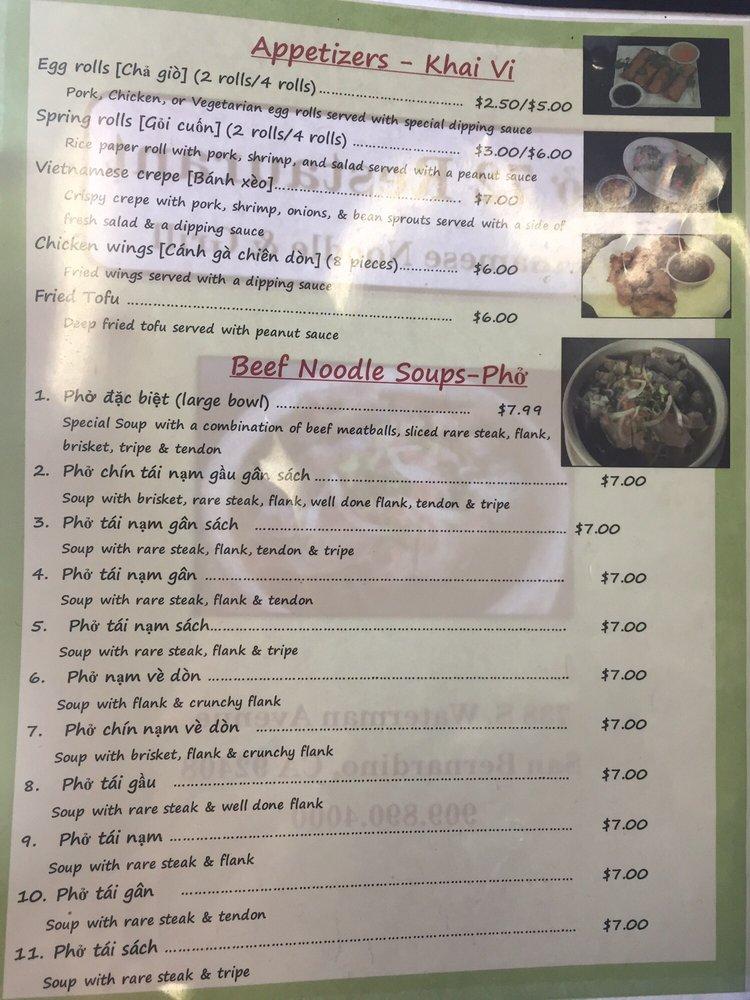 Menu at Pho 72 Restaurant Vietnamese Noodle and Grill, San Bernardino, 738 S Waterman Ave a15