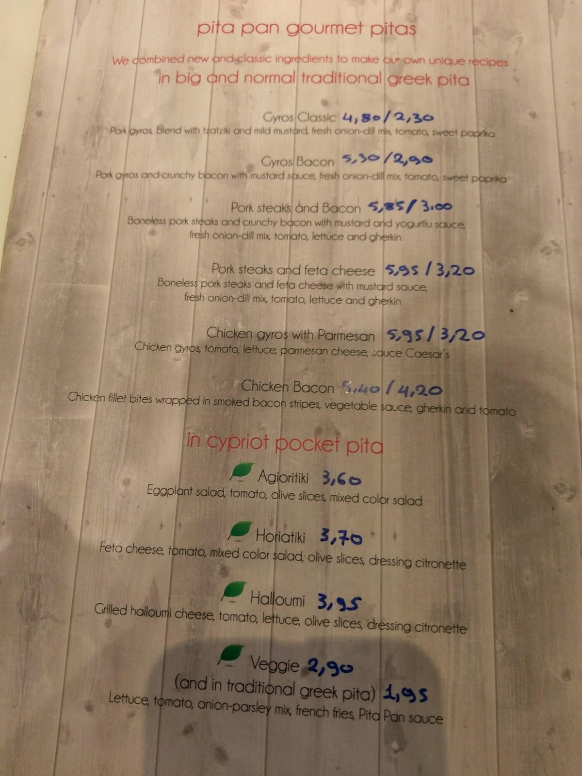 Menu at Pita Pan, Athens, Iofontos 33