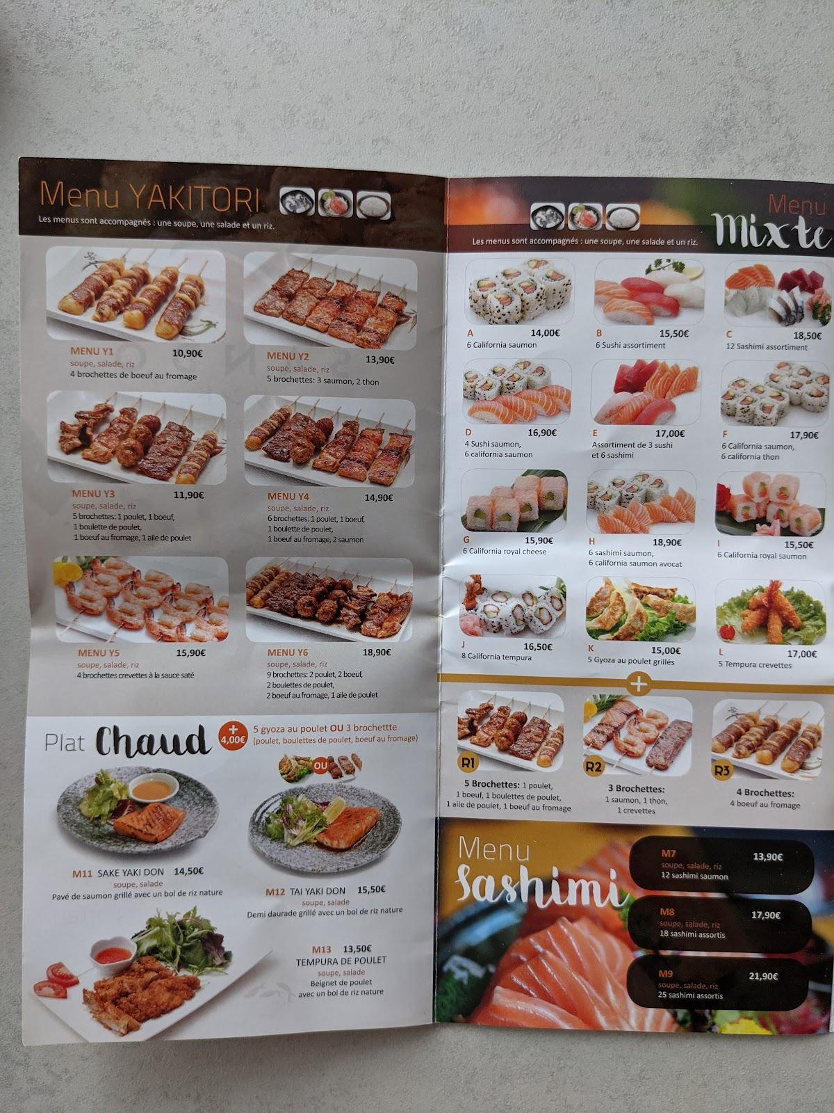 Menu at Sushi sando restaurant, Saint-Aignan
