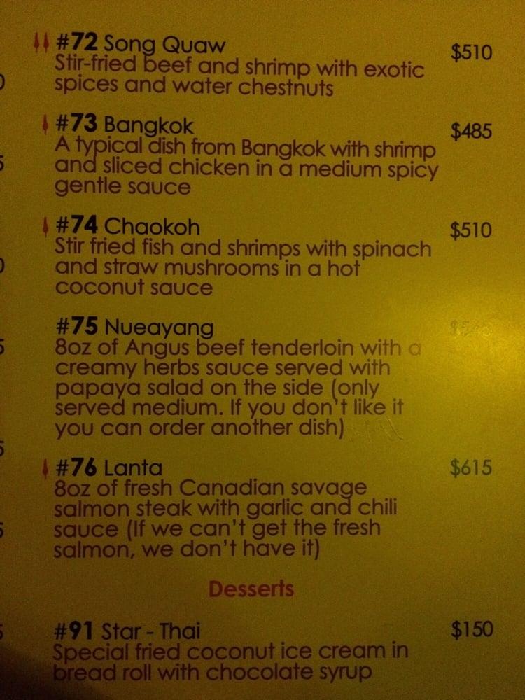 Menu at ElefanThai restaurant, Cancún, Km12.5