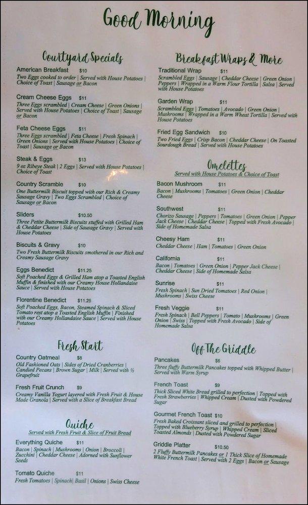 Menu at The Courtyard Cafe & Bakery, Fallon