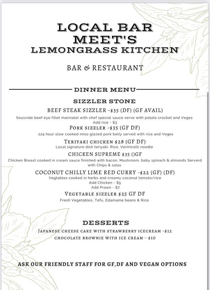 Menu at The Local Bar & Eatery, Omokoroa