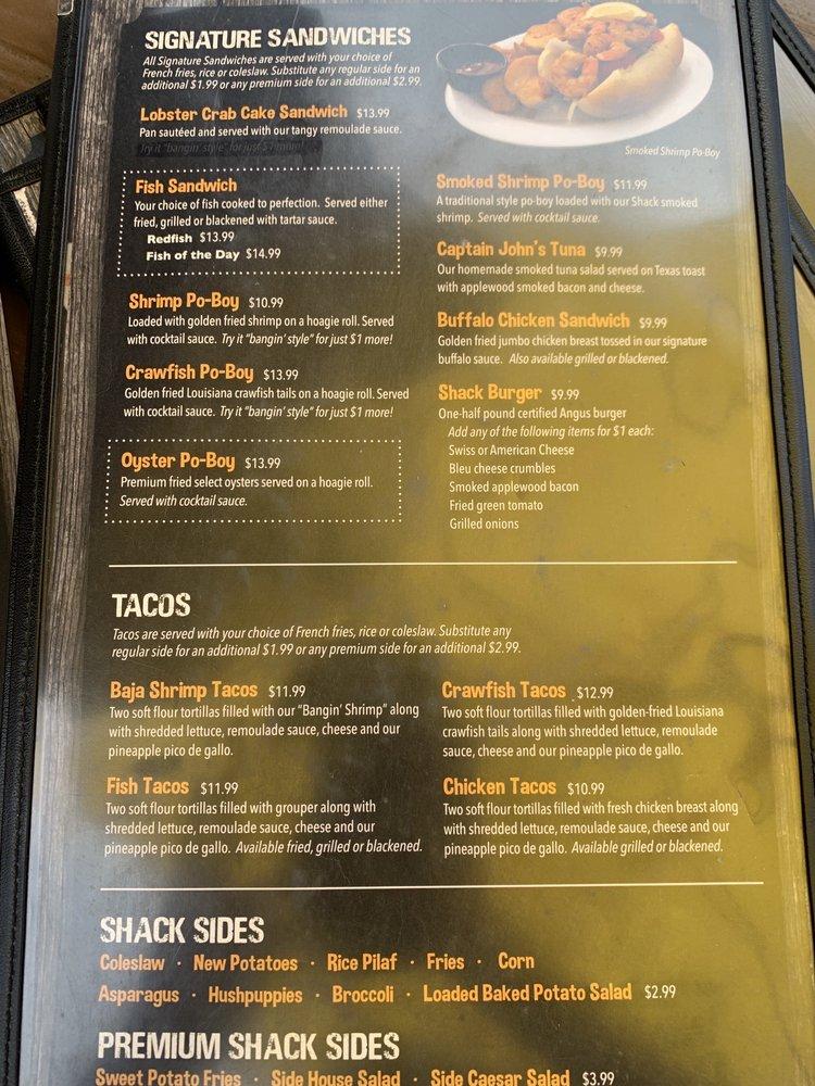 Menu at The Shack pub & bar, Fort Walton Beach