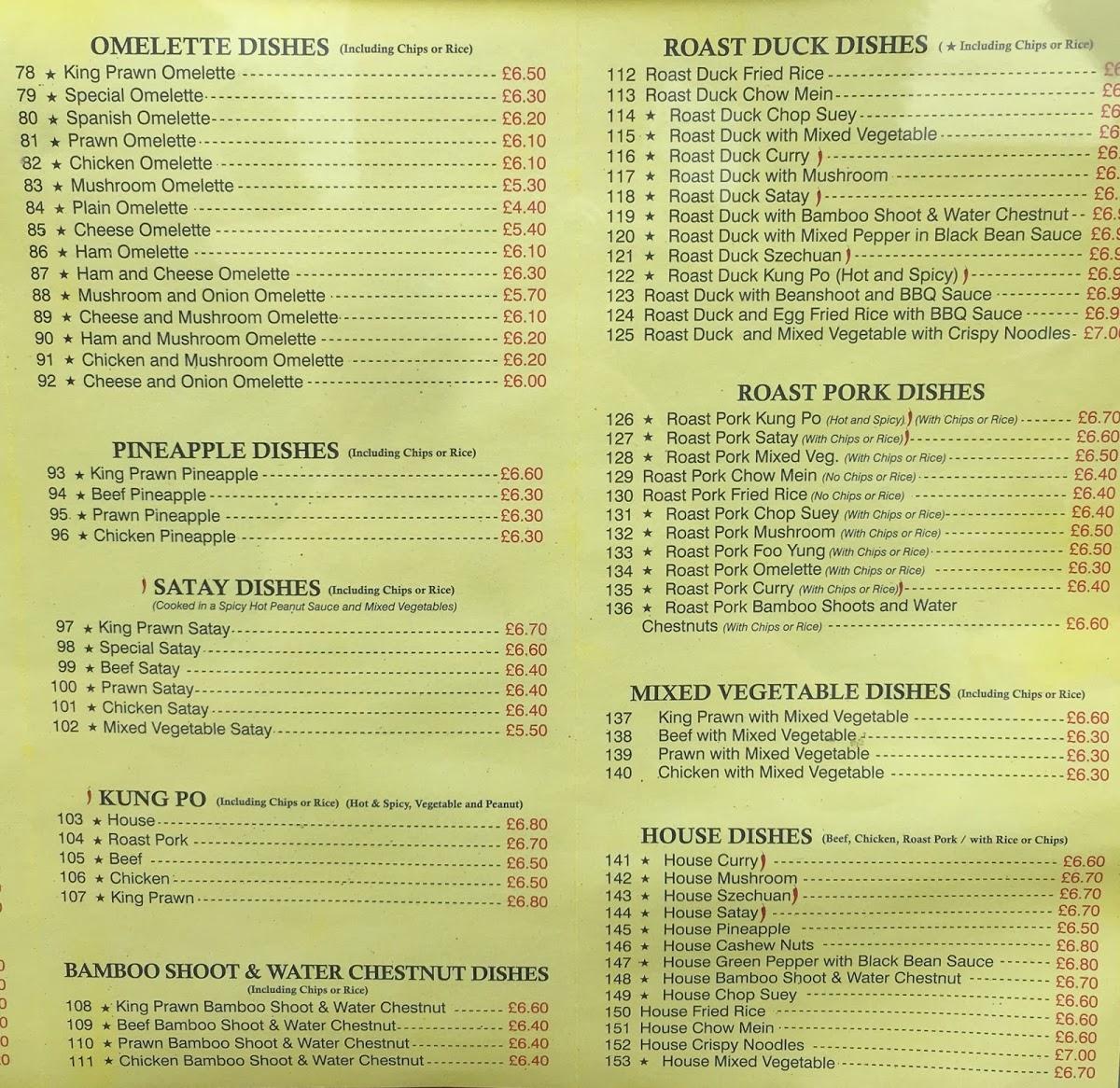Menu at Golden Kitchen restaurant, Bristol, 489 Whitehall Rd