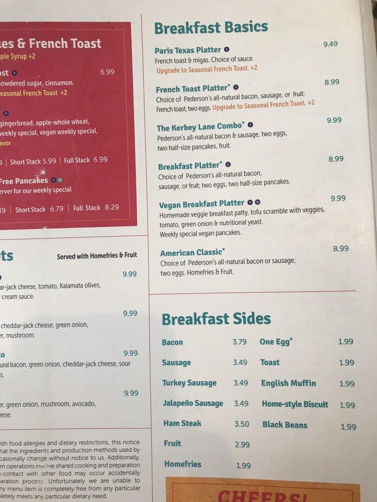 Menu at Kerbey Lane Cafe, Round Rock, N Mays St #420