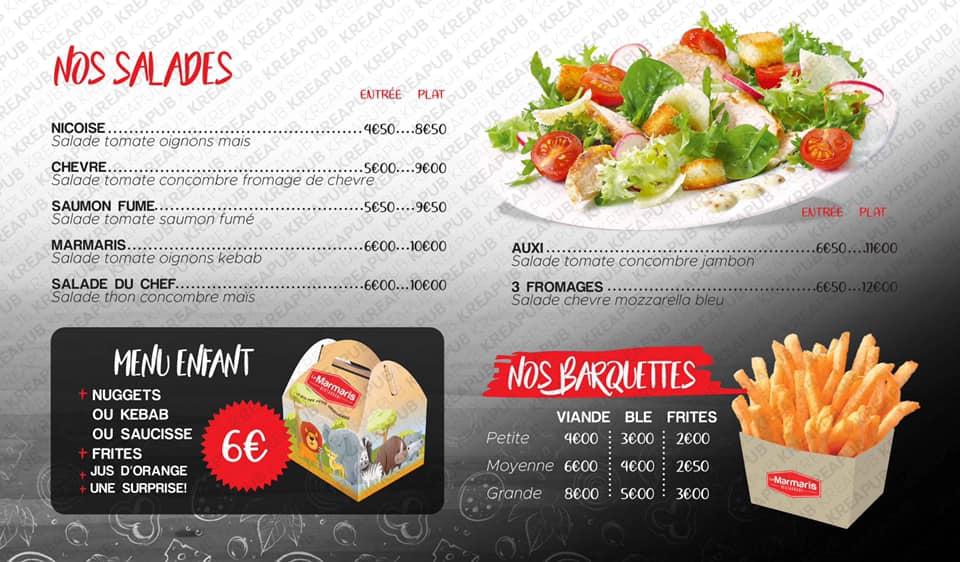 Menu at Marmaris restaurant, Auxi-le-Château