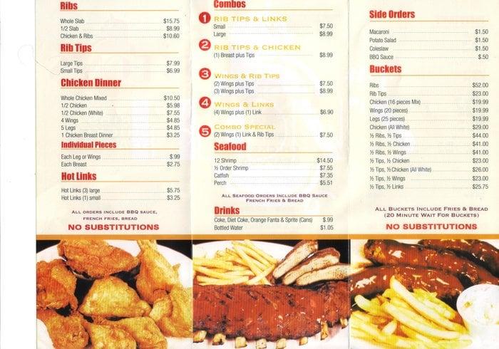 Menu at Leon's Barbecue, Chicago, S Archer Ave