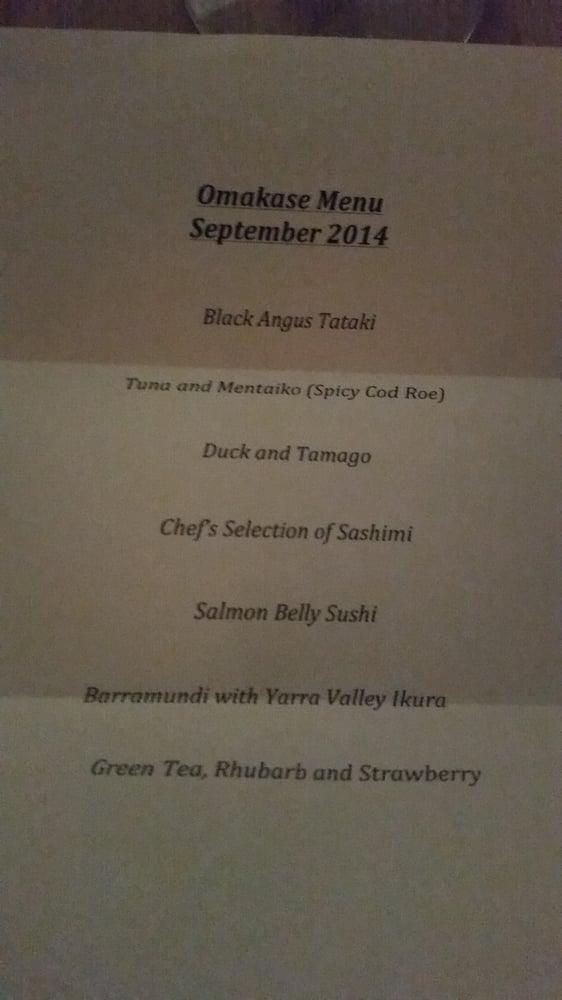 Menu at MARUMO restaurant, Nedlands