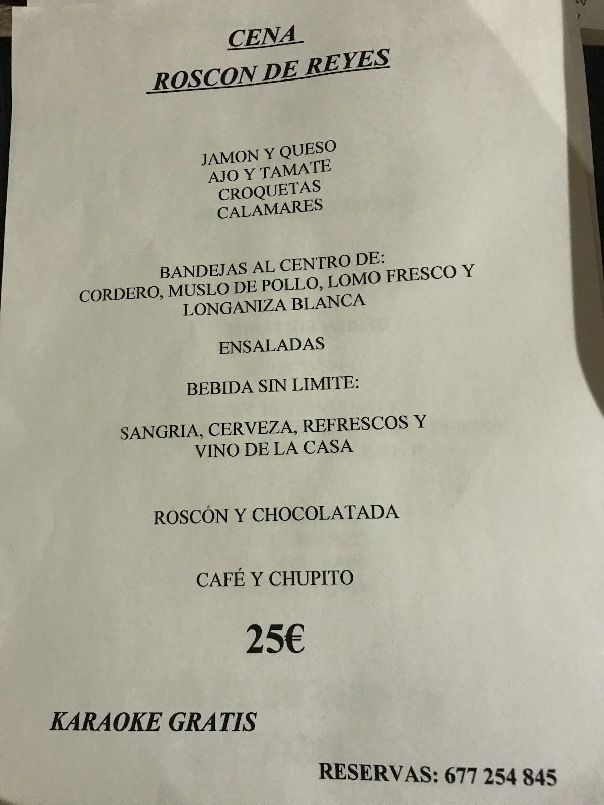 Menu at Restaurante El castillo, Elche