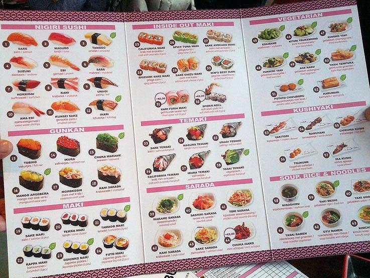 Menu at Shabu Shabu, Nijmegen