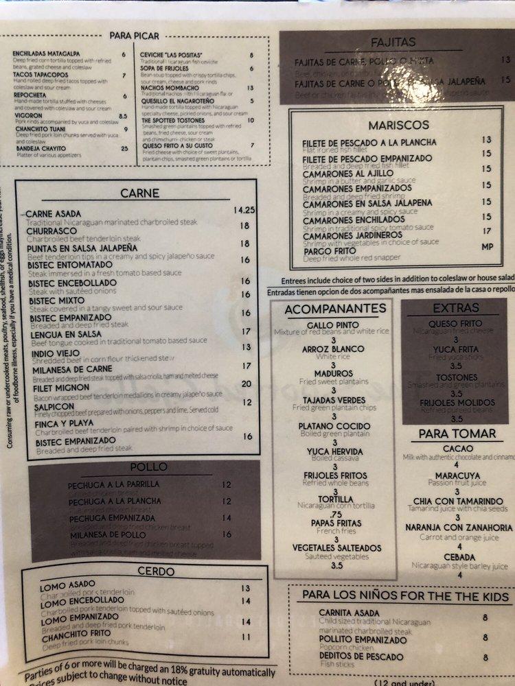 Menu at The Spotted Gallo restaurant, Miami