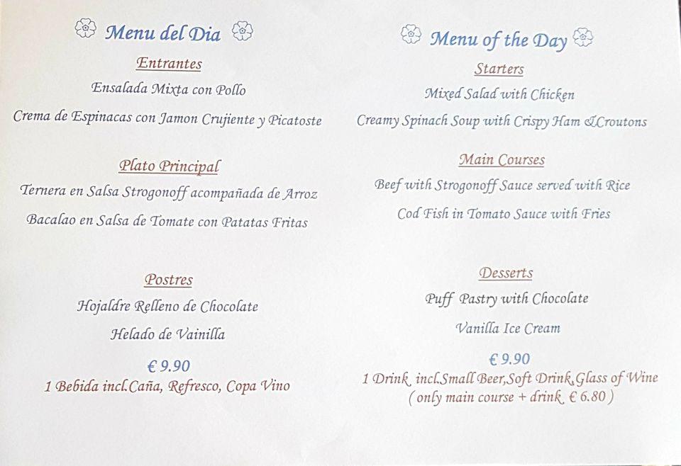 Menu at Boston Tavern pub & bar, Torrevieja, C. Diana