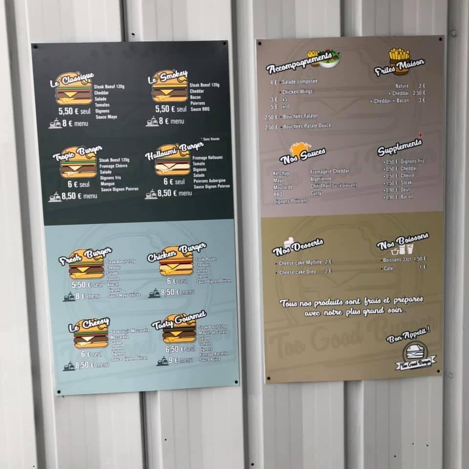 Menu at Too Good Burger restaurant, Cornebarrieu