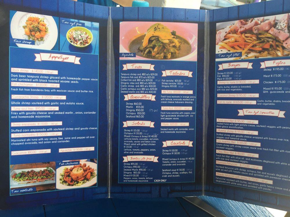 Menu at Tuna Azul Zona Romantica restaurant, Puerto Vallarta