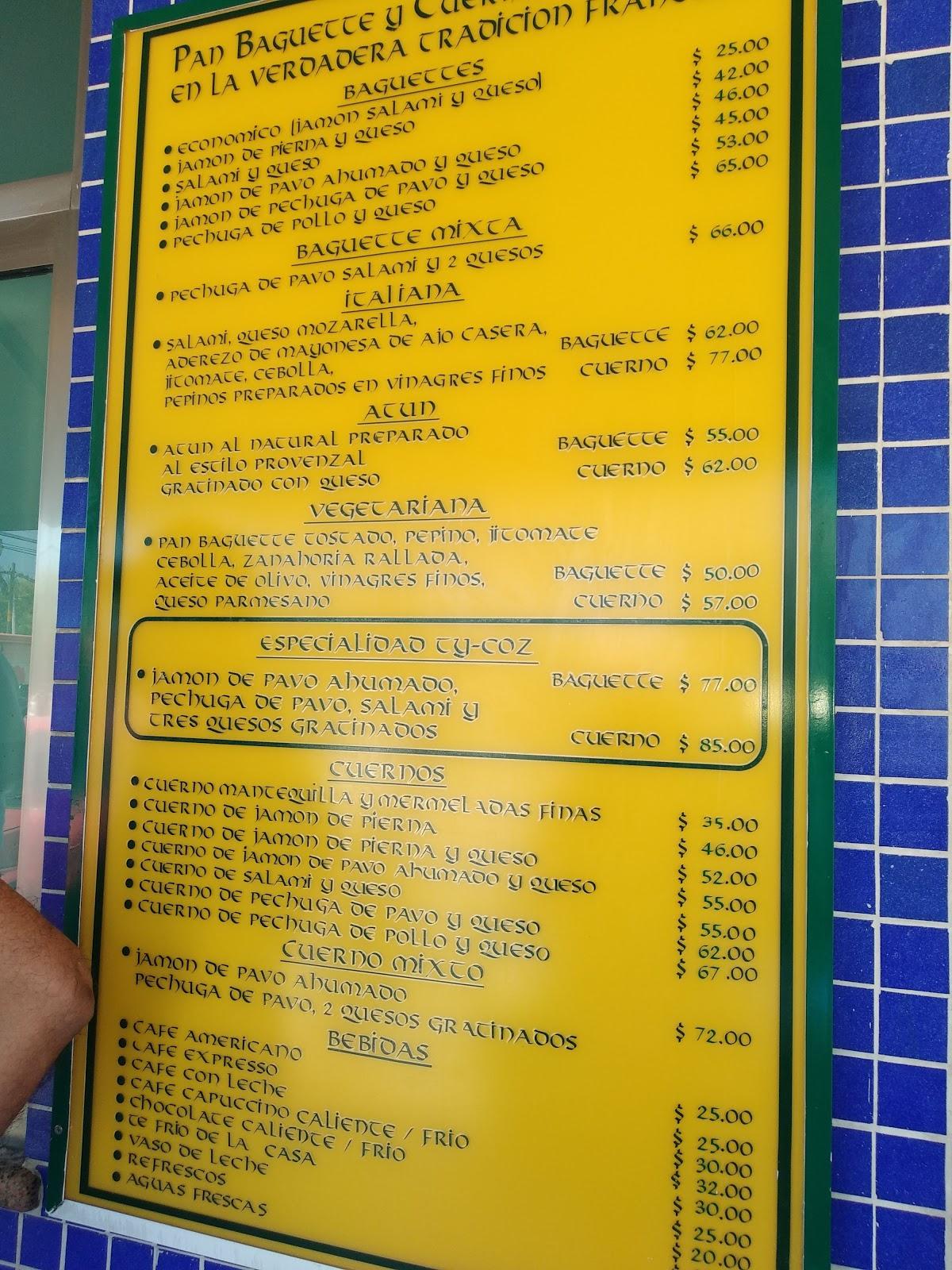Carta del restaurante Ty-coz Expres, Cancún, Av. Las Torres 77
