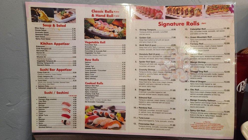 Menu at Wow Sushi (All You Can Eat) restaurant, Edmond