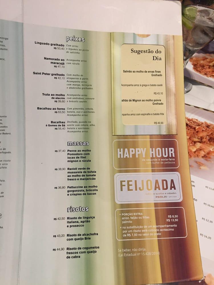 Menu em Badaró restaurante, São Paulo, Morumbi Shopping - Piso Lazer ...