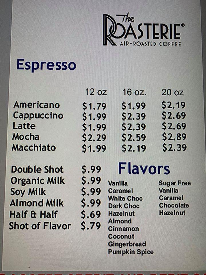 Menu at Daylight Donuts cafe, Chanute