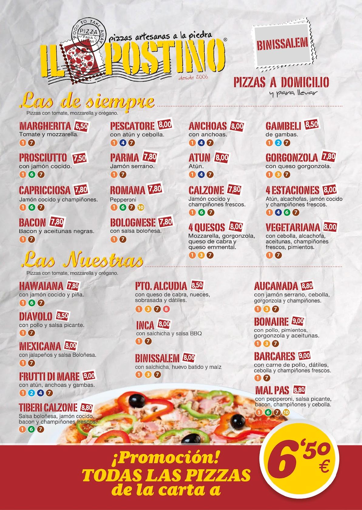 Carta de pizzería Il Postino(INCA), Inca