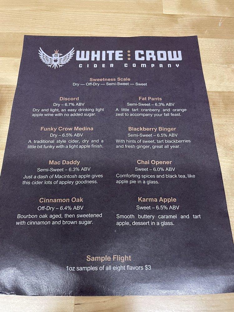 Menu at White Crow Cider Company pub & bar, Wichita, E Waterman St