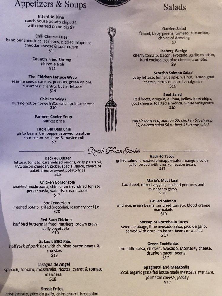Menu at Back 40 Ranch House Grill pub & bar, Heber City