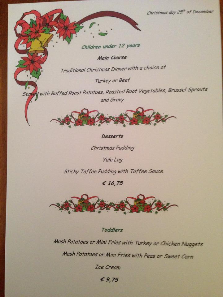 Menu at Balu restaurant, Los Cristianos