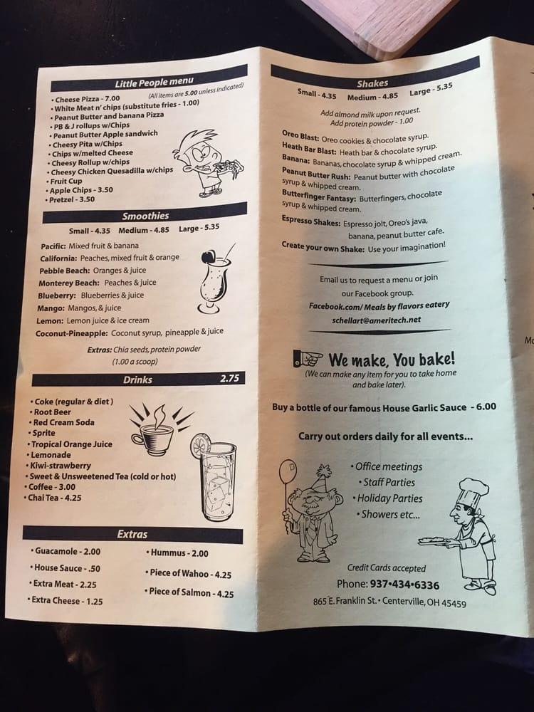 Menu at Flavors Eatery restaurant, Dayton, 865 E Franklin St