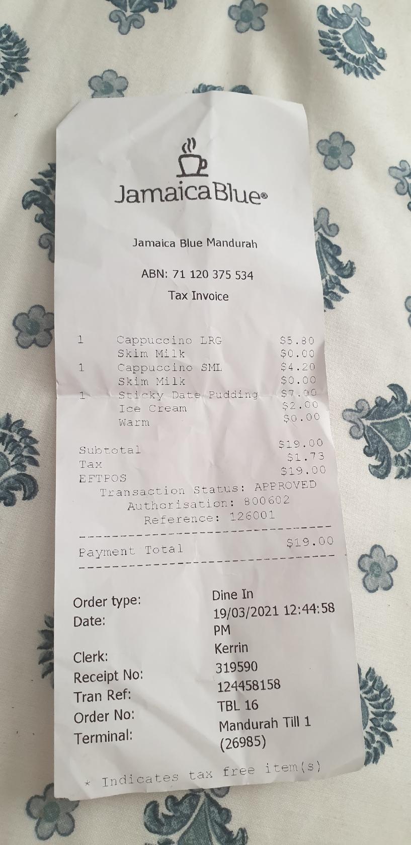 Menu at Jamaica Blue Mandurah cafe, Mandurah, G-127