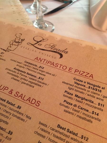 Menu at La Strada pizzeria, American Canyon, CA-29