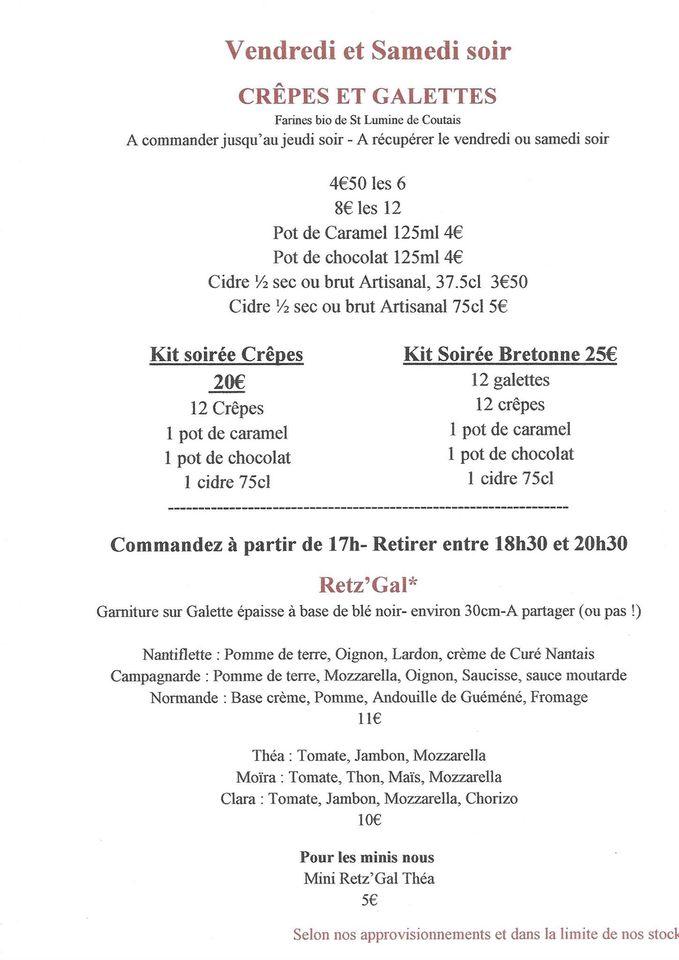 Menu at Le St Georges restaurant, Port-Saint-Père