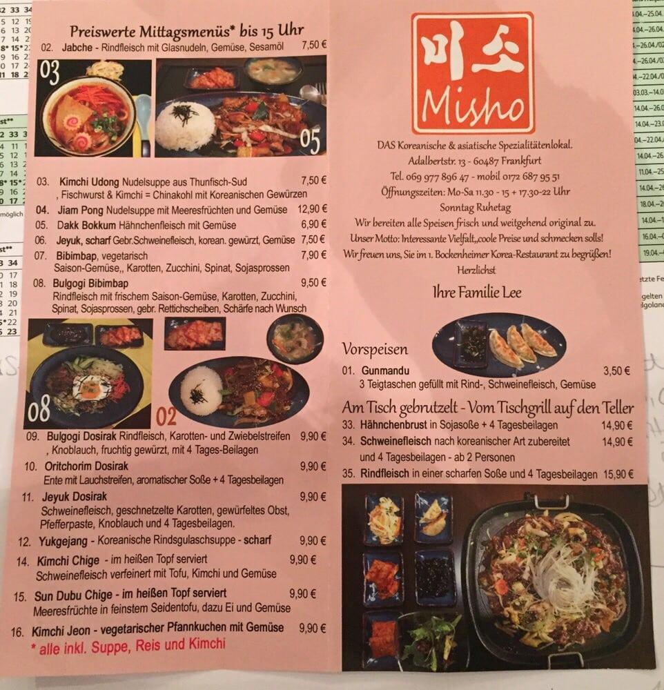 Speisekarte von Misho restaurant, Frankfurt am Main