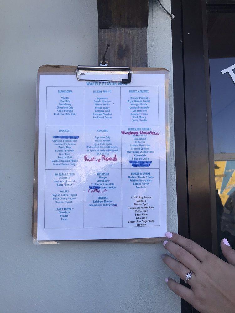 Menu at The Waffle Cone restaurant, Flagler Beach