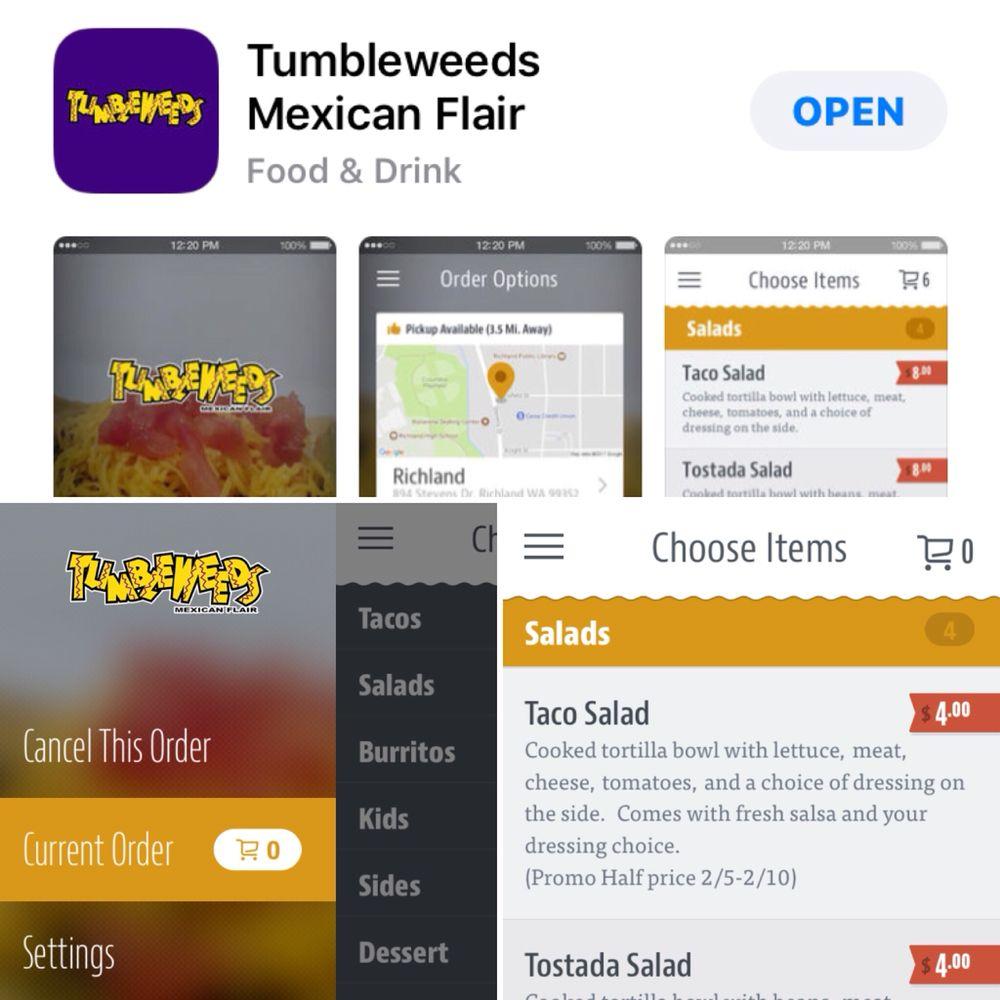 Menu at Tumbleweeds fast food, Richland